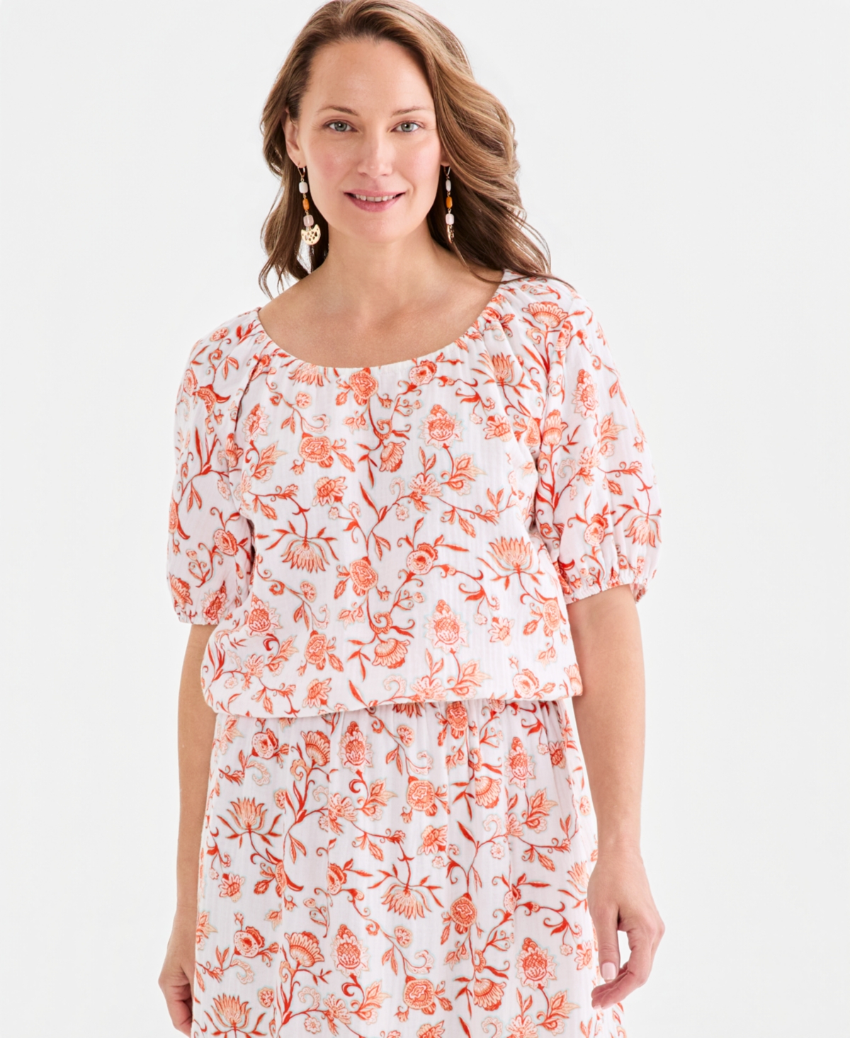 Click here for Style & Co Womens Printed Gauze Bubble Top  Macys... prices