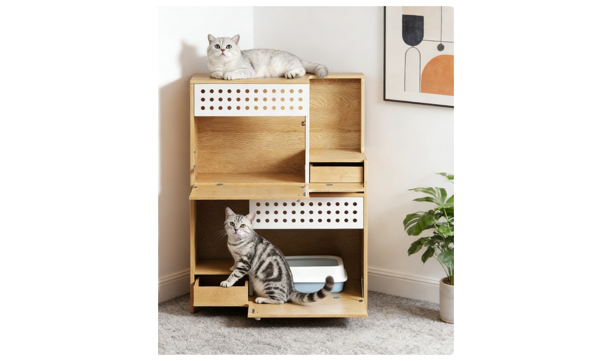 Click here for Zeus and Ruta Modern 2 In 1 Cat Furniture With Lit... prices