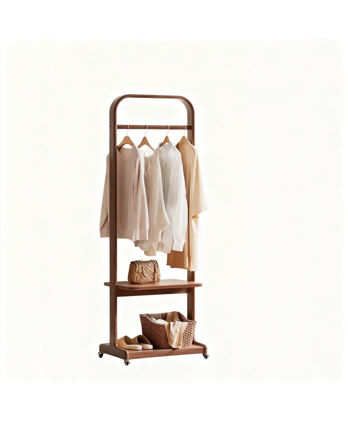 Click here for Yigii Portable Wood Clothing Rack with Hooks and S... prices