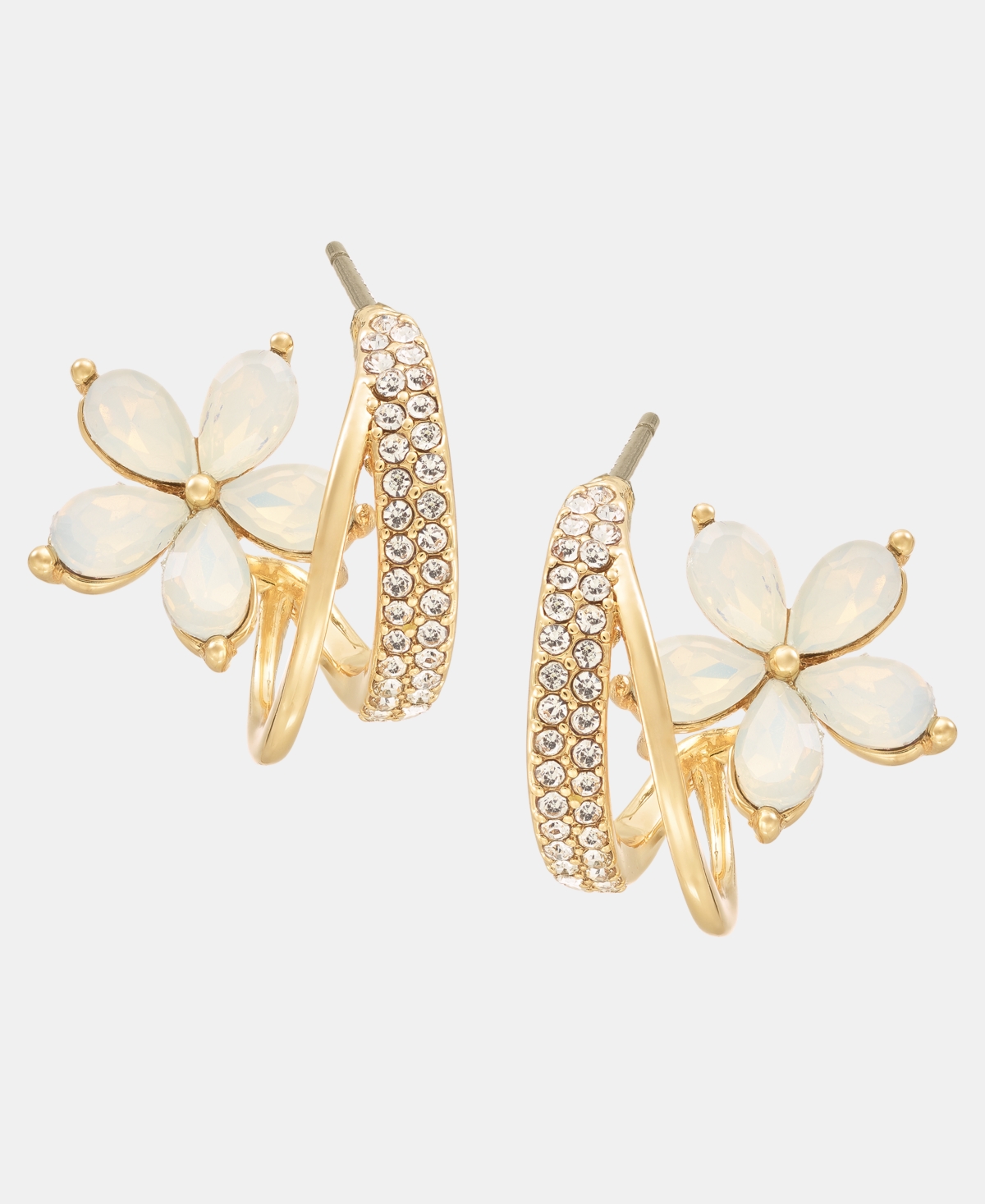 Click here for lonna & lilly Pave & Stone Flower Split Hoop Earri... prices