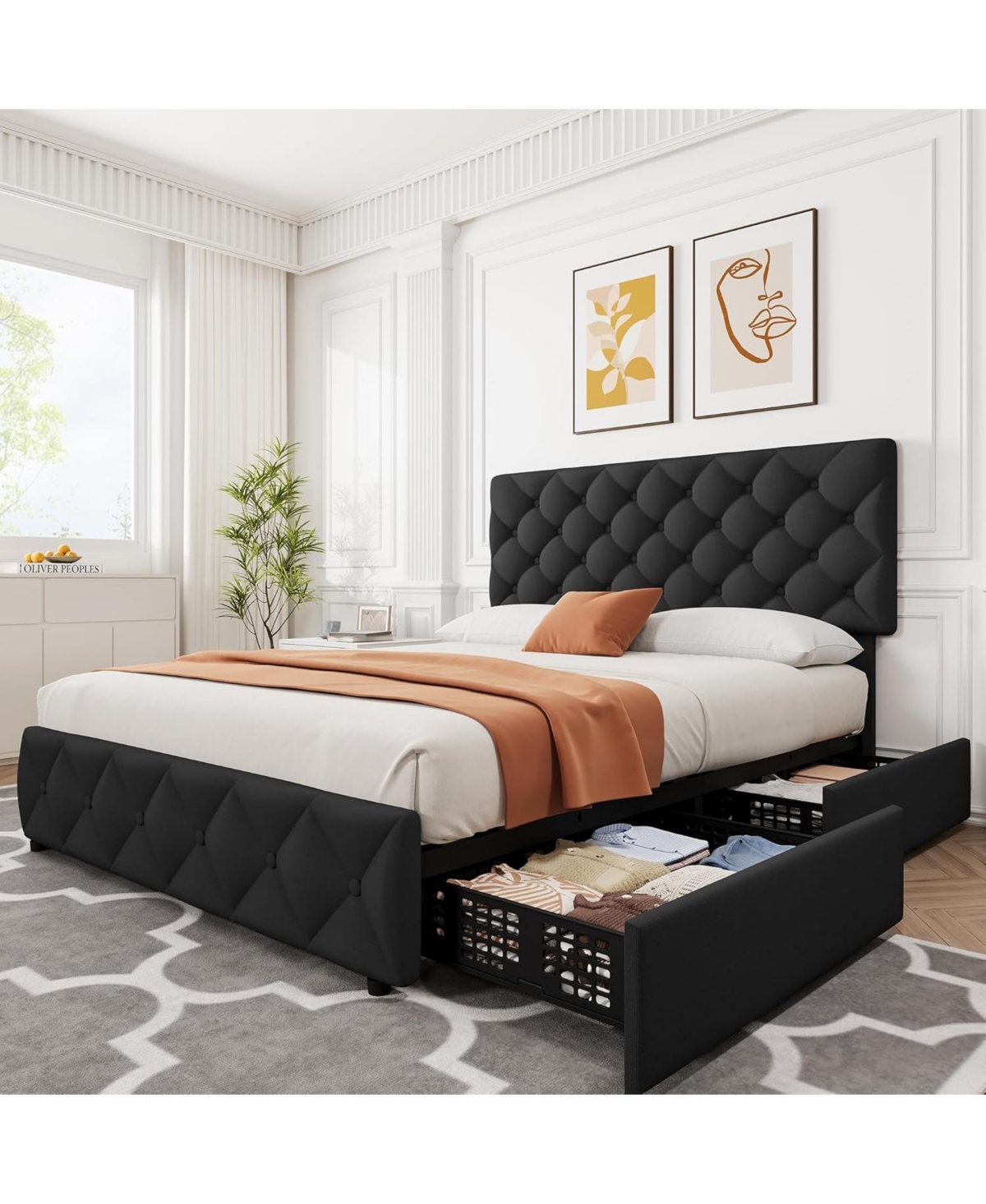 Click here for gaomon Bed Frame with 4 Drawers & Adjustable Headb... prices