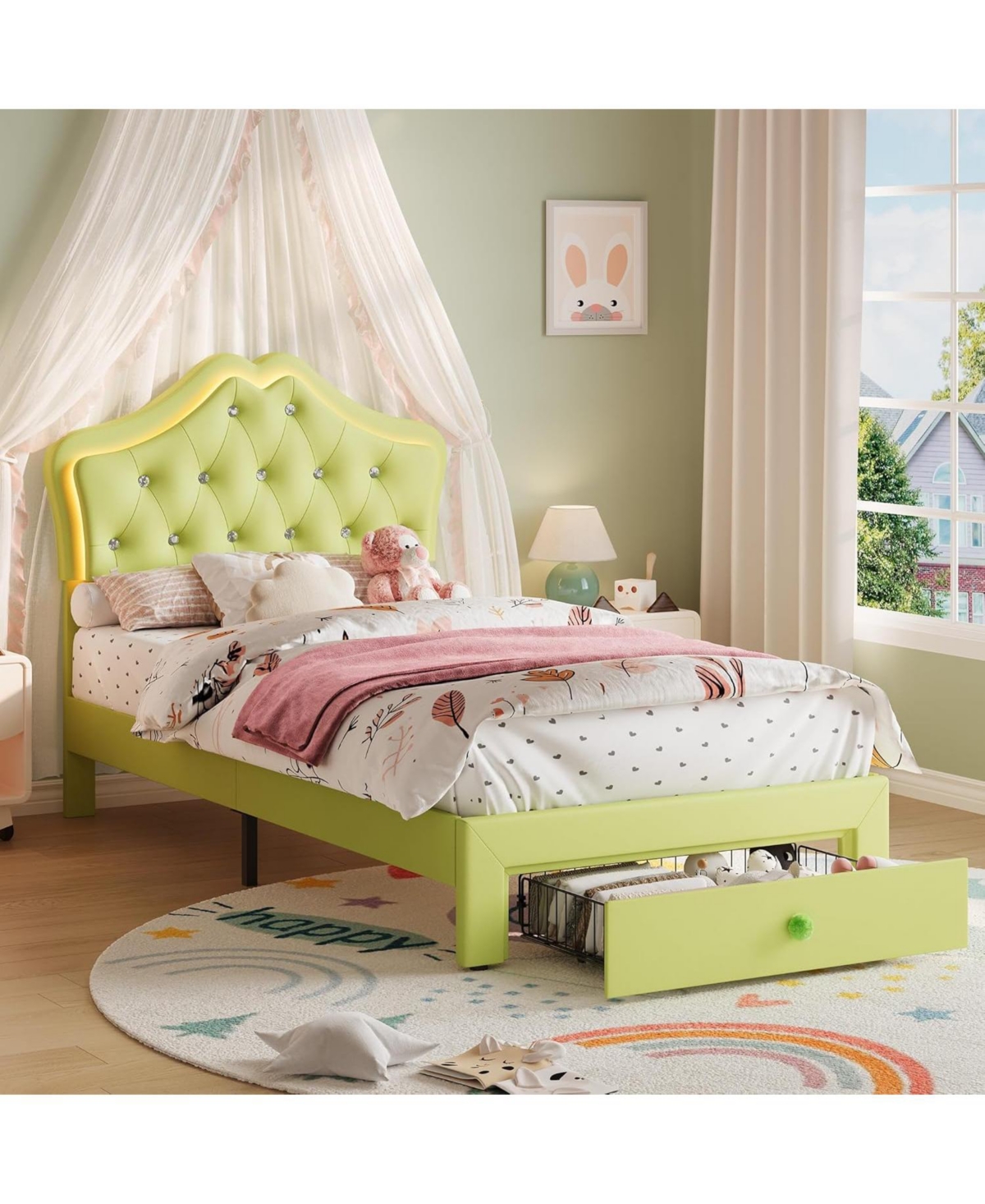 Click here for gaomon Twin Size Led Bed Frame with Velvet Crystal... prices