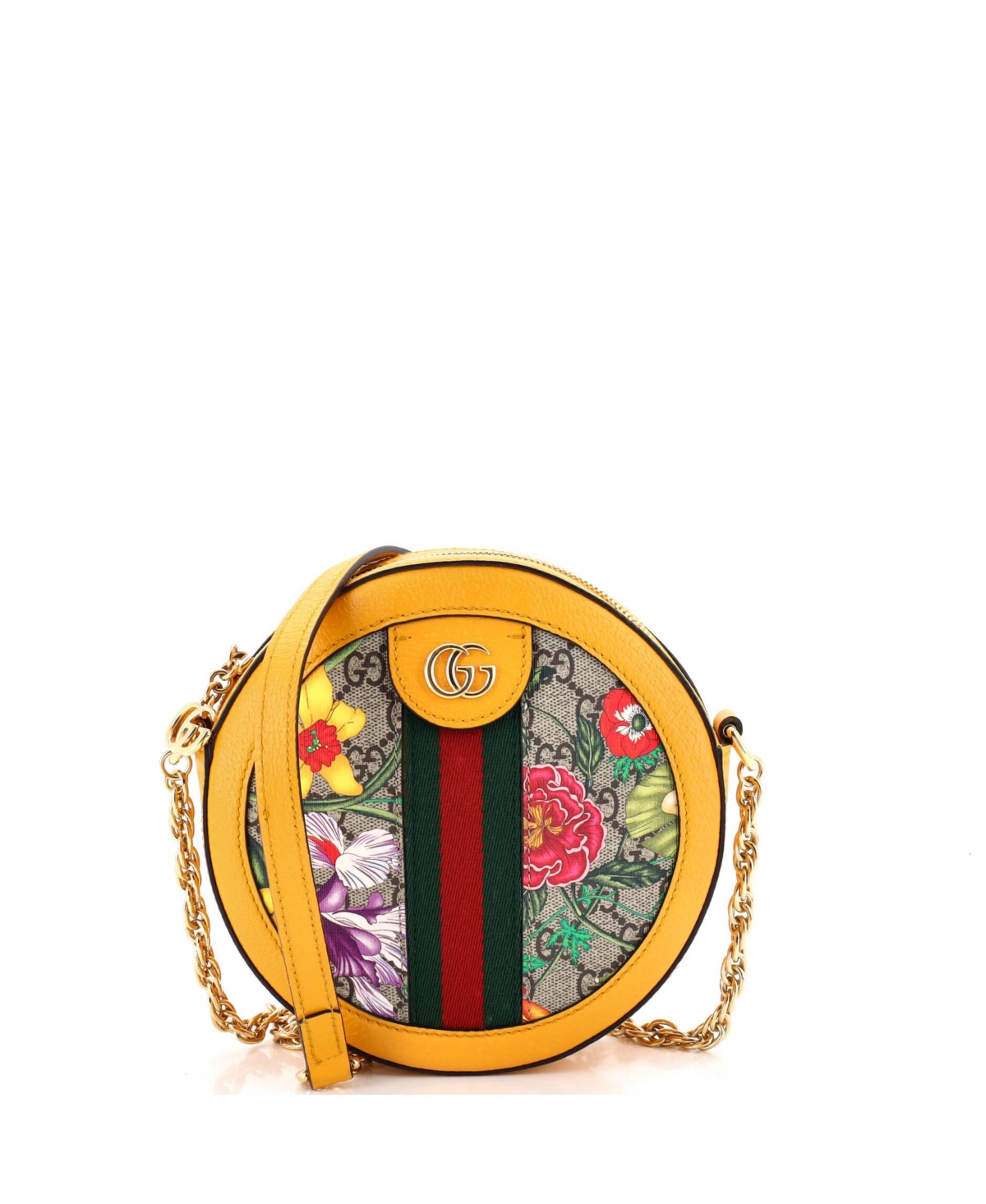 Click here for Pre-Owned Gucci Mini Ophidia Round Shoulder Bag Fl... prices