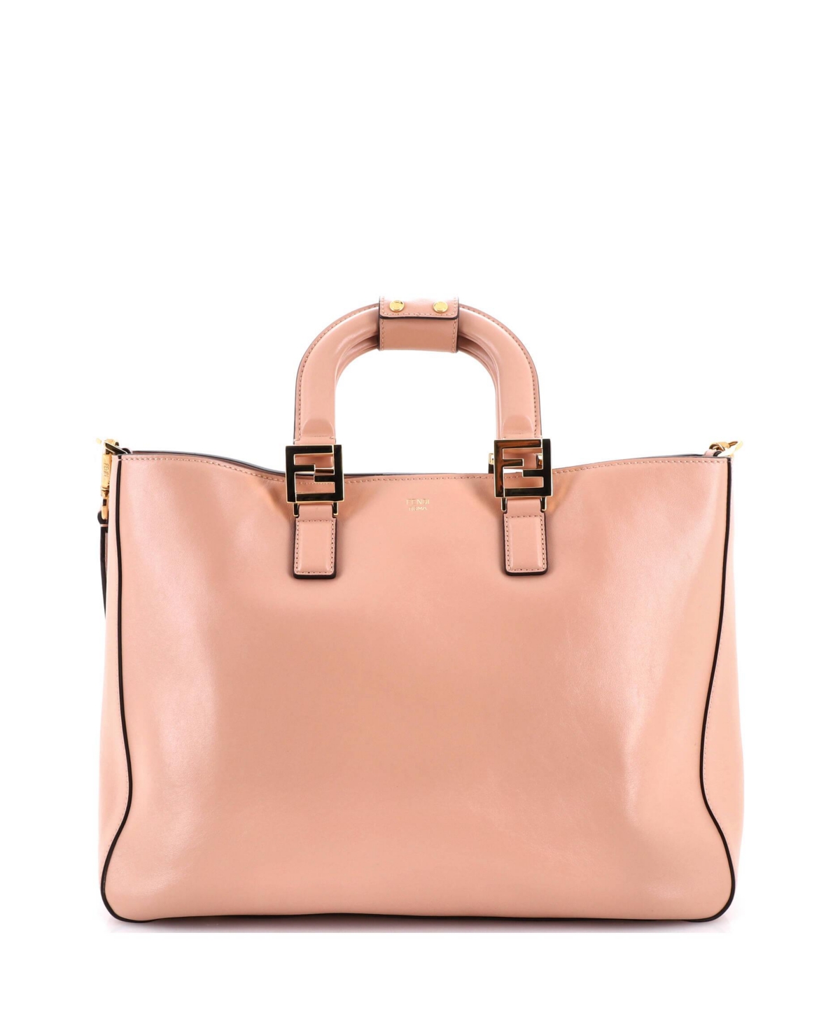 Click here for Pre-Owned Fendi Medium Ff Handle Tote Leather - Pi... prices