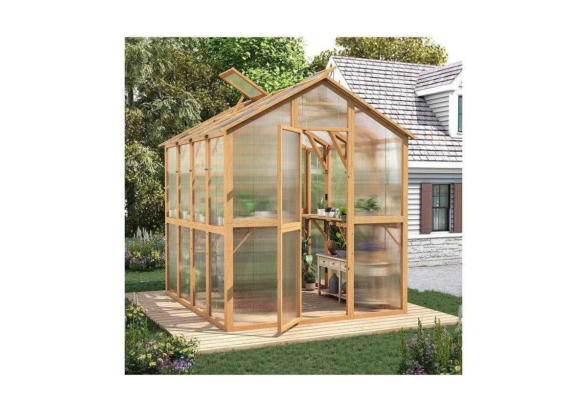 Click here for Aecojoy 6x7 Ft Wooden Greenhouse for Outdoors  Wal... prices