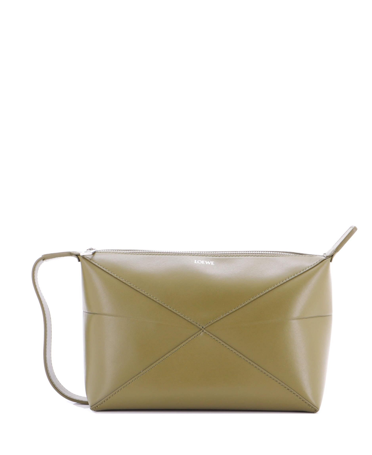 Click here for Pre-Owned Loewe Puzzle Fold Wash Bag Leather - Gre... prices