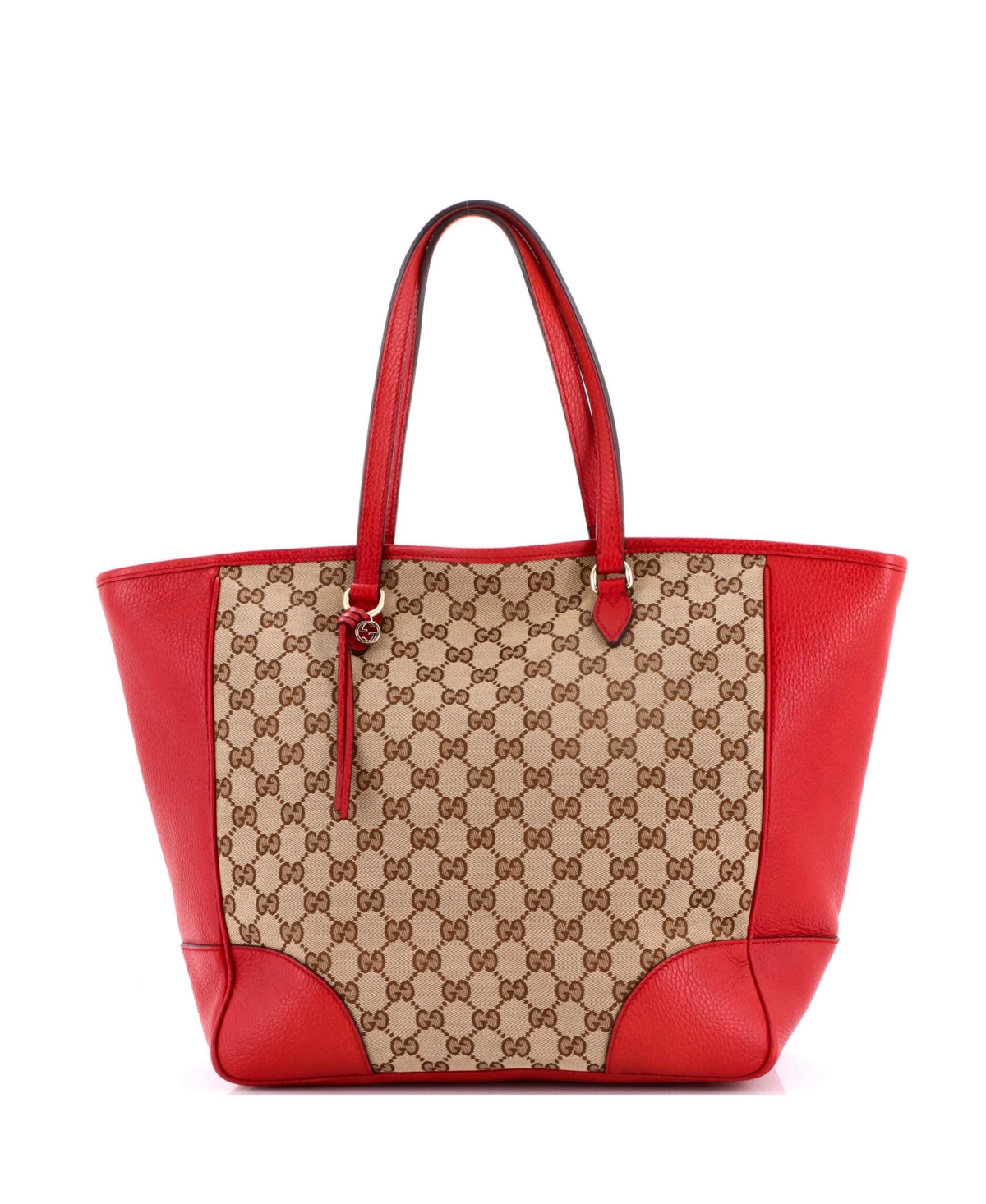Click here for Pre-Owned Gucci Medium Bree Tote Gg Canvas with Le... prices