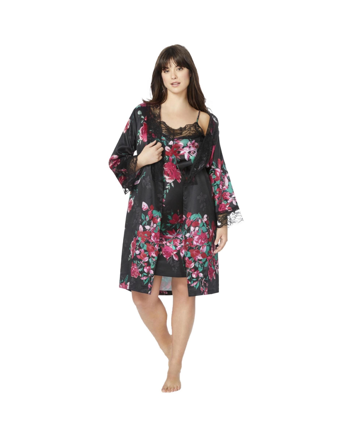 Click here for Amoureuse Plus Size The Luxe Satin Short Peignoir... prices