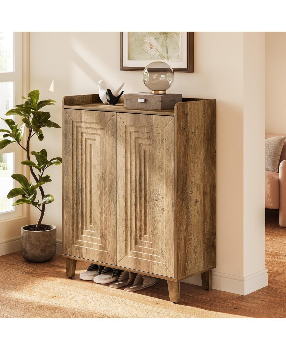 Click here for Tribesigns Shoe Cabinet with Doors and Wood Legs... prices