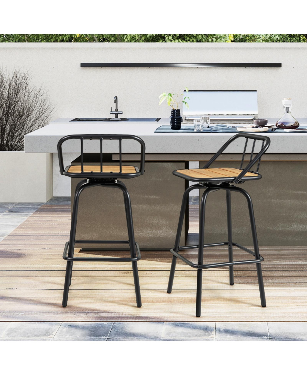 Click here for sumyeg Set of 2 Swivel Bar Stools with Backrest an... prices