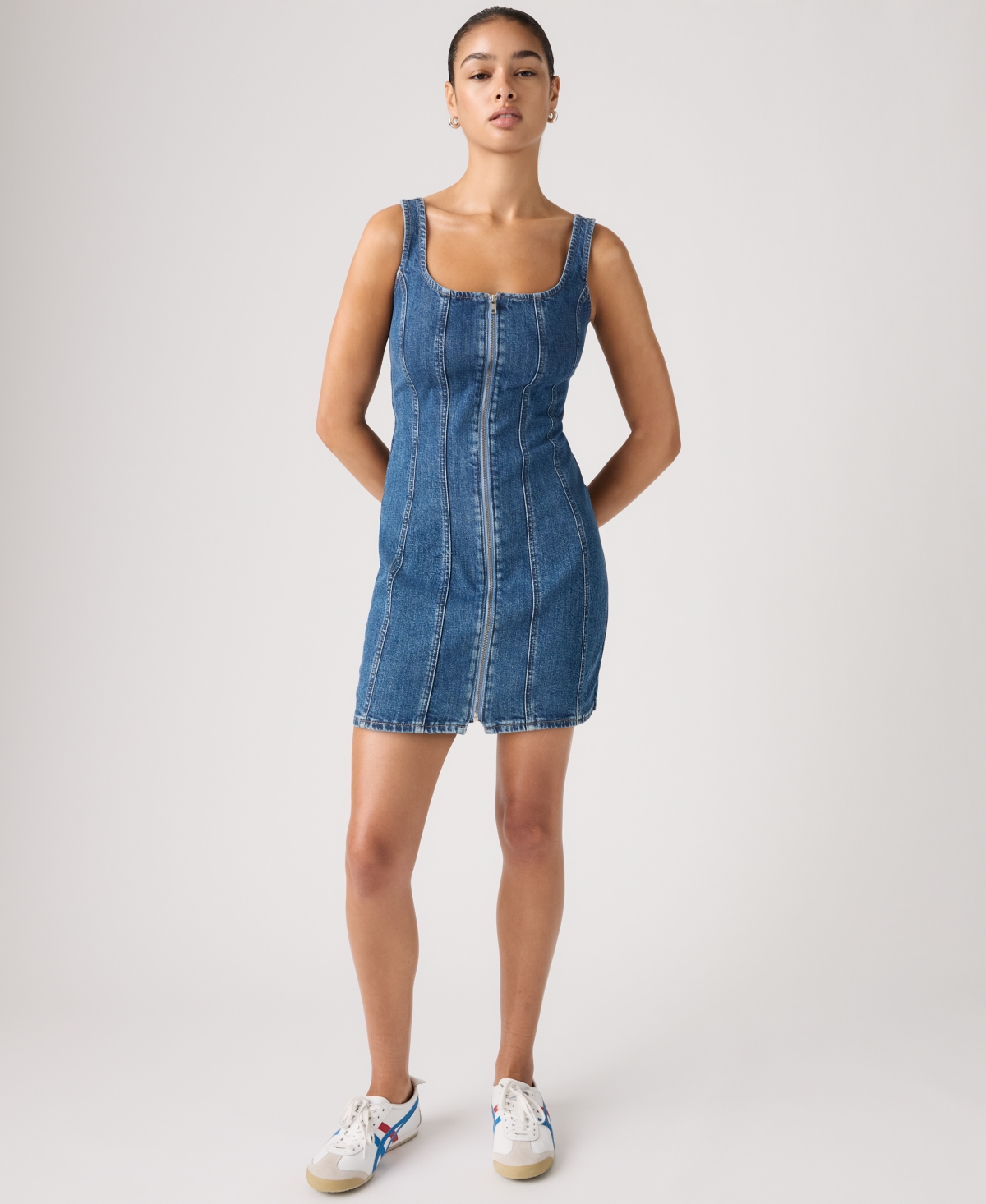 Levis Womens Seamed Figure Hugging Slim Fit Square Neck Cotton Dress - Shes So Vague