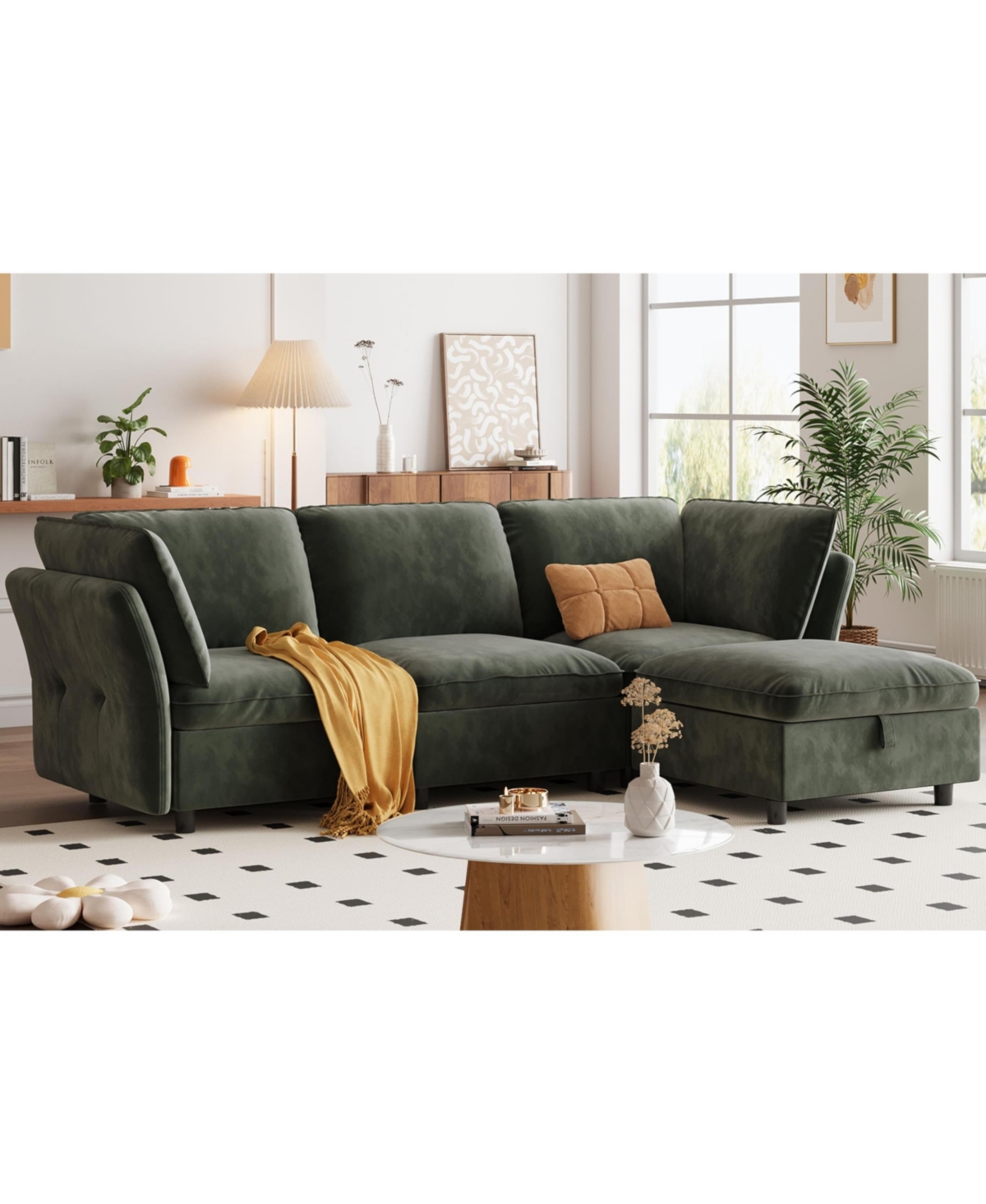 Click here for gaomon 97" L Shape 3 Seater Sofas with Ottoma... prices