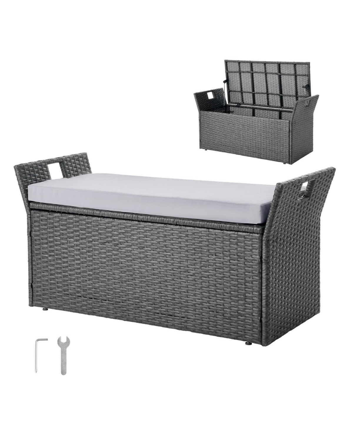 Click here for Gouun Pe Rattan Outdoor Storage Bench for Two with... prices