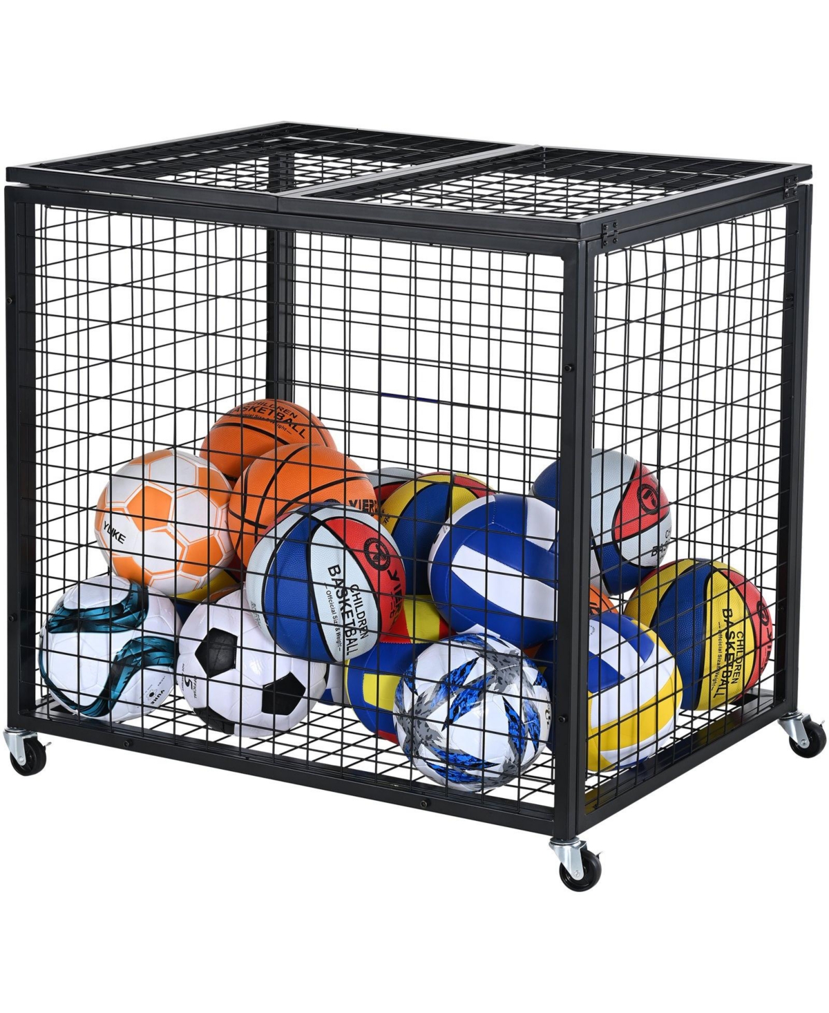 Click here for Mecale Rolling Sports Ball Storage Cart with Doubl... prices