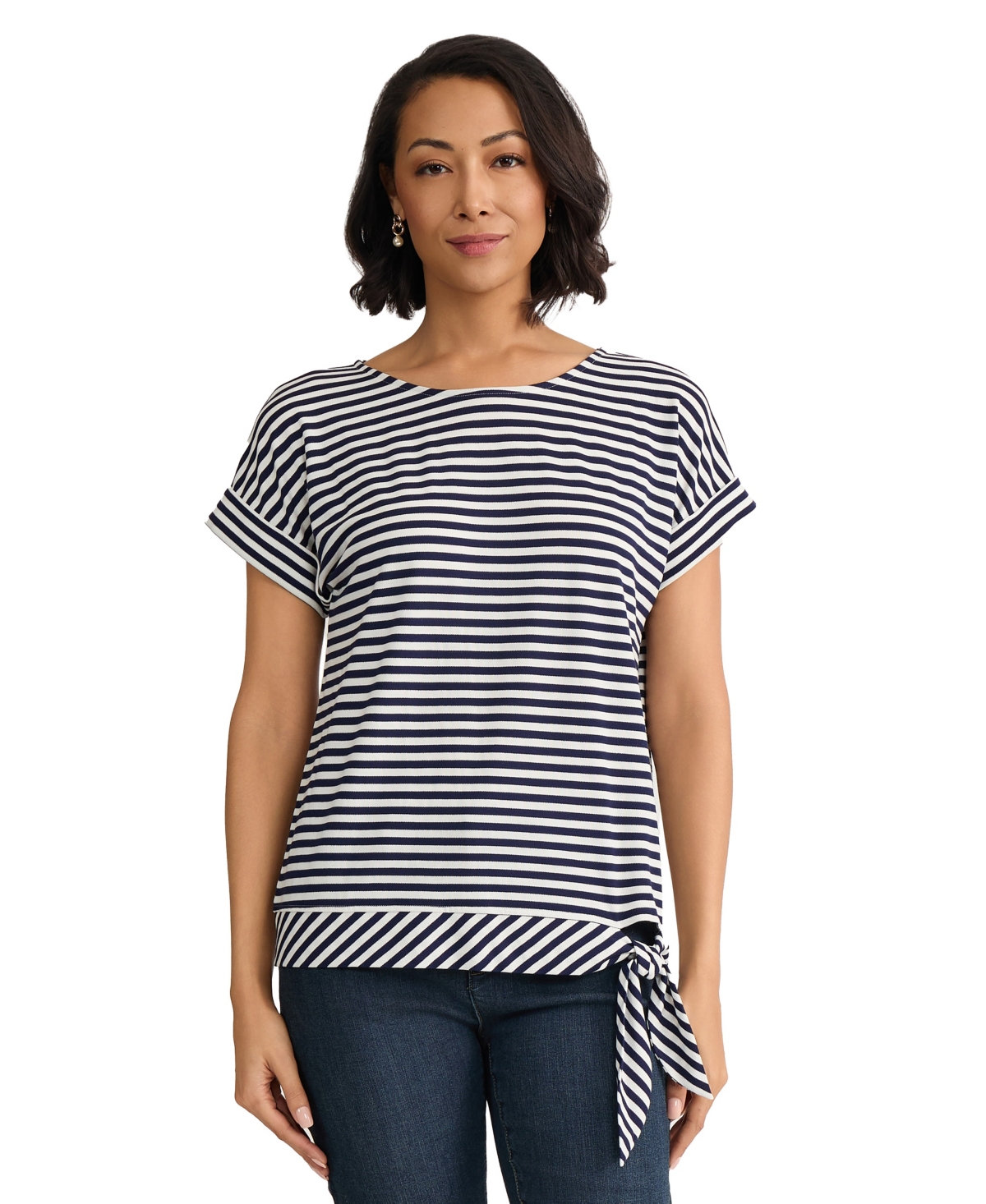 Click here for Jones New York Petite Dolman Boat Neck Waist-Tie T... prices