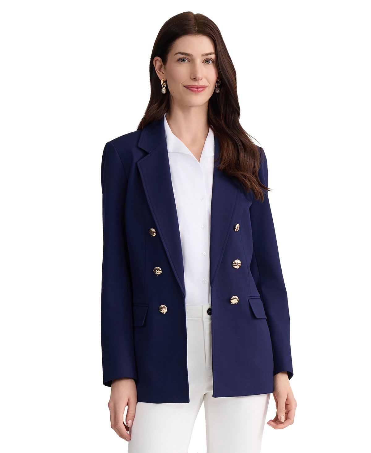 Click here for Jones New York Womens Long-Sleeve Notch Collar Bla... prices