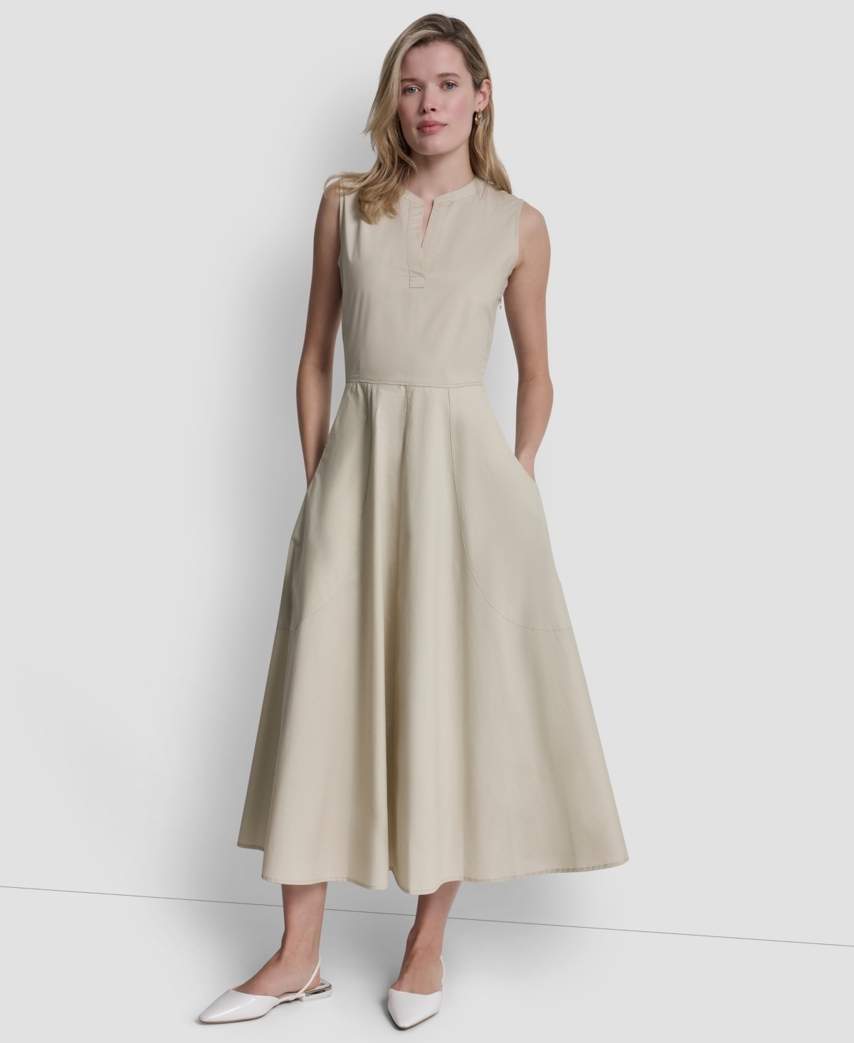 Click here for Dkny Jeans Womens Sleeveless V-Neck Midi Dress - P... prices