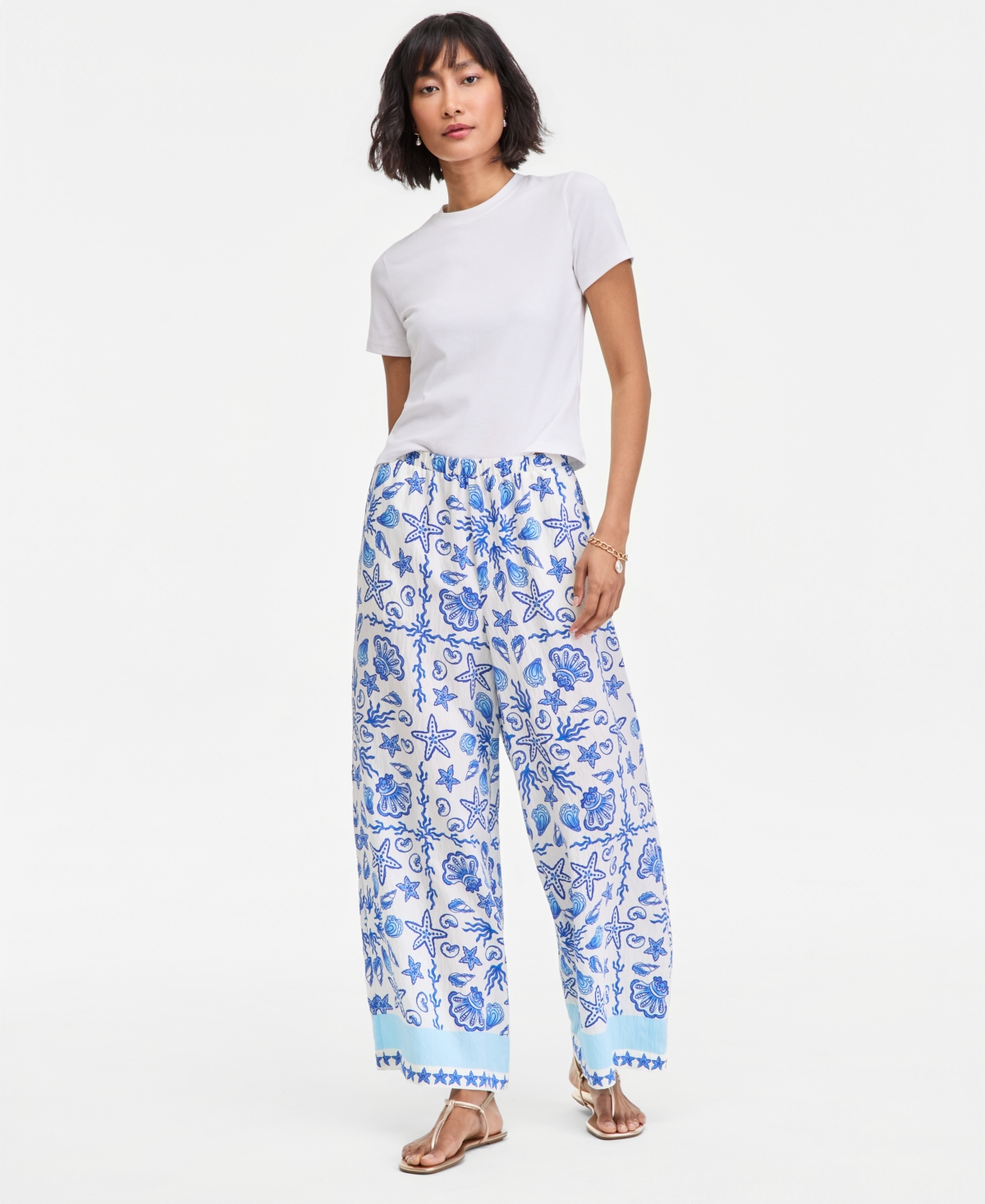 Click here for On 34th Womens Serene Shores Wide-Leg Pull-On Pant... prices