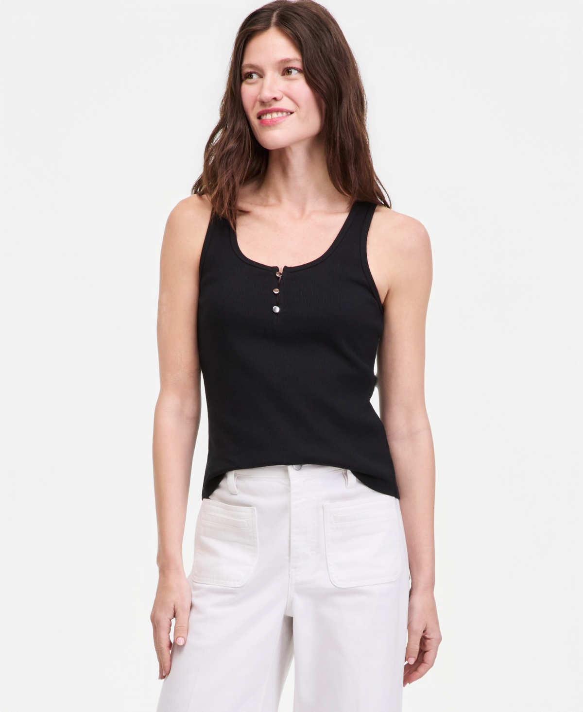 Click here for On 34th Womens Scoop-Neck Henley Tank Top  Macys E... prices