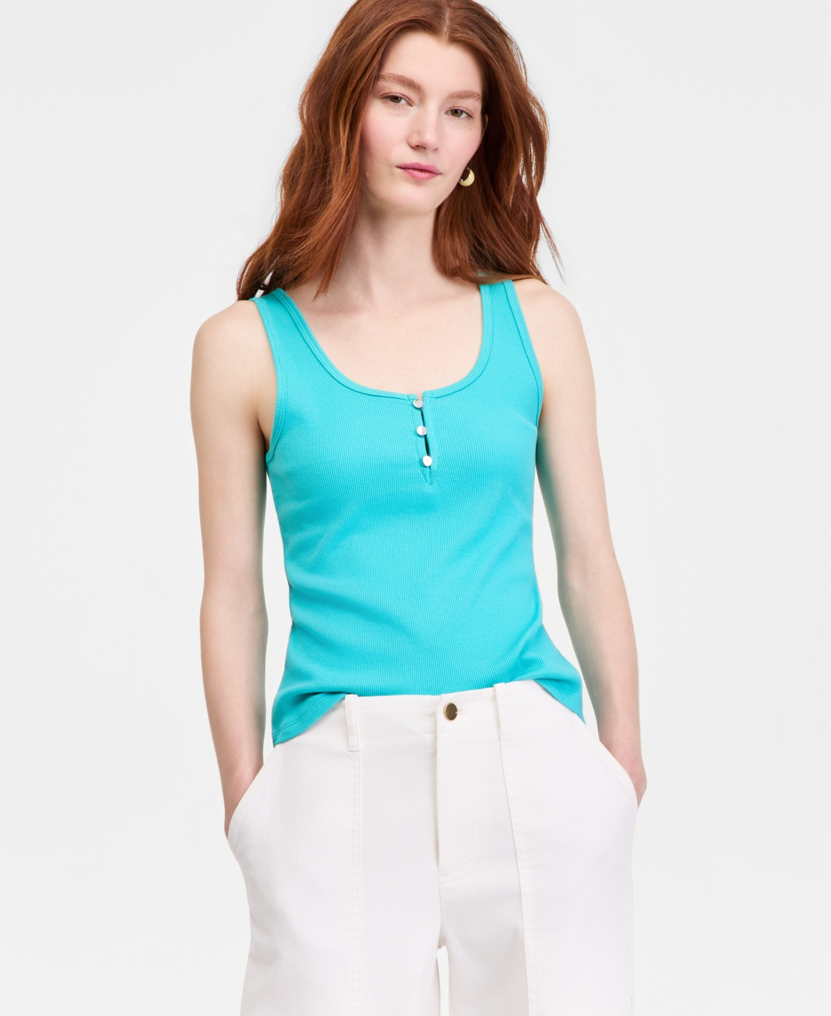 Click here for On 34th Womens Scoop-Neck Henley Tank Top  Macys E... prices