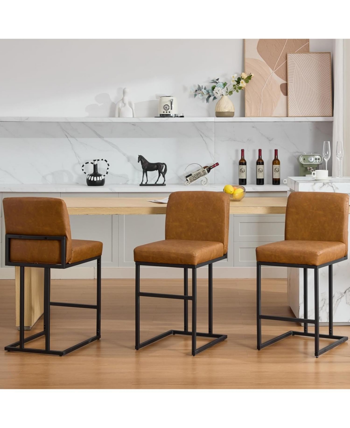 Click here for gaomon Counter Height Bar Stools Set of 3  Pu Leat... prices
