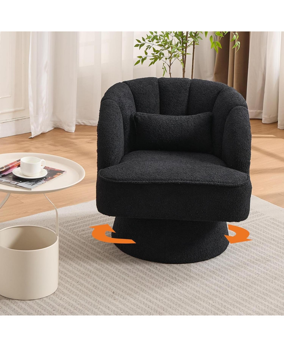Click here for gaomon Teddy Fabric Modern Swivel Barrel Accent Ch... prices