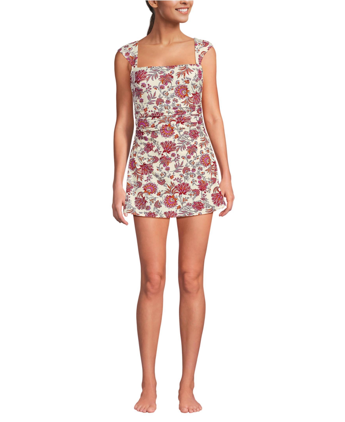 Click here for Lands End Womens New Smoothing Square Neck Ruched... prices