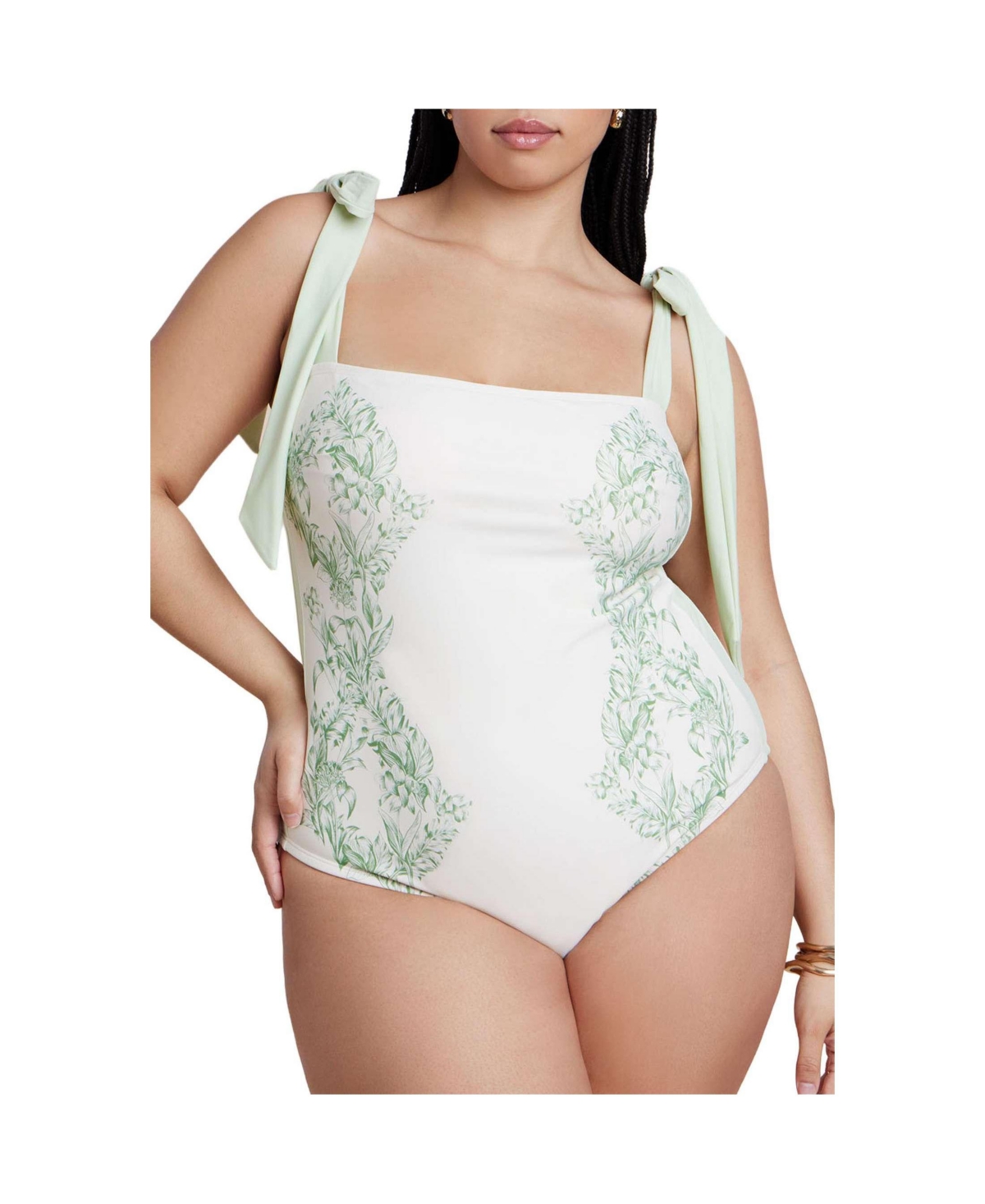 Click here for Eloquii Womens Tie Strap One Piece - White  green prices