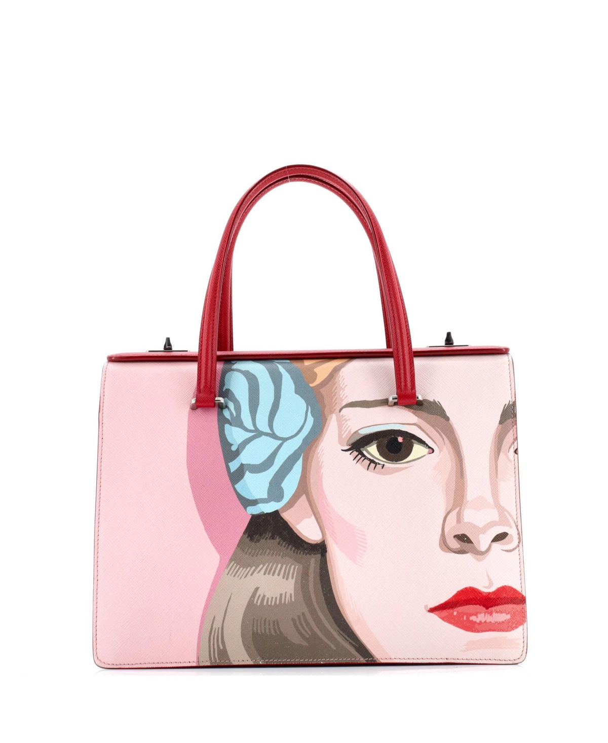 Click here for Pre-Owned Prada Medium Turn Lock Tote Printed Saff... prices