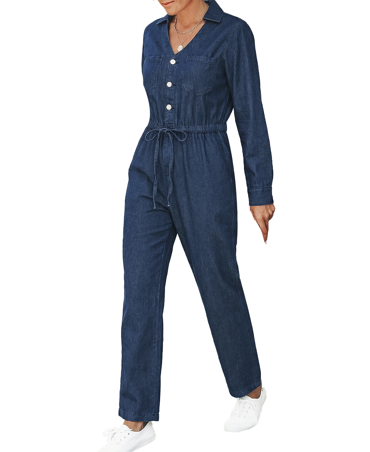 Click here for Cupshe Womens Casual Denim Jumpsuit with Drawstrin... prices