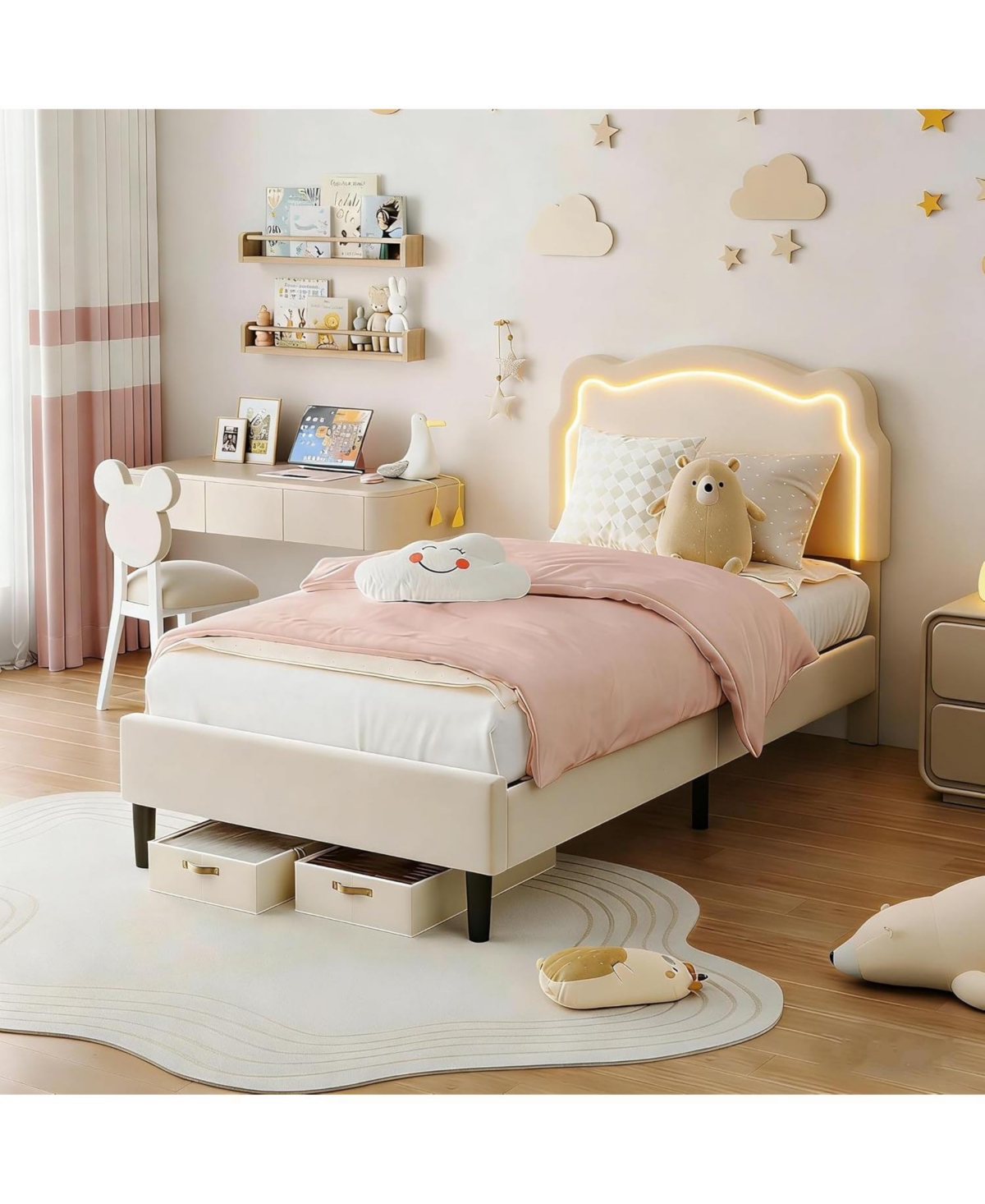 Click here for gaomon Twin Upholstered Smart Led Bed Frame with V... prices