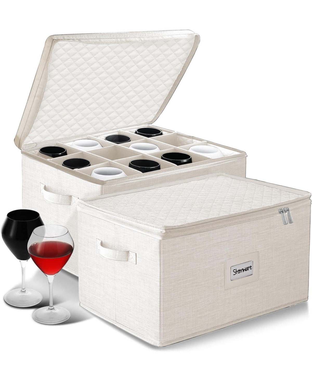 Click here for StorageBud 2 Pack Stackable Wine Glass Storage Box... prices