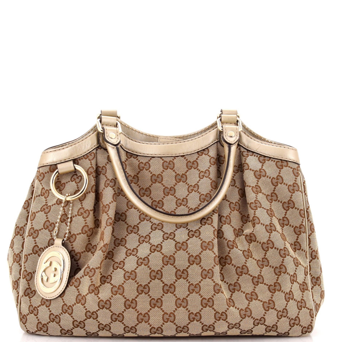 Click here for Pre-Owned Gucci Medium Sukey Tote Gg Canvas with L... prices