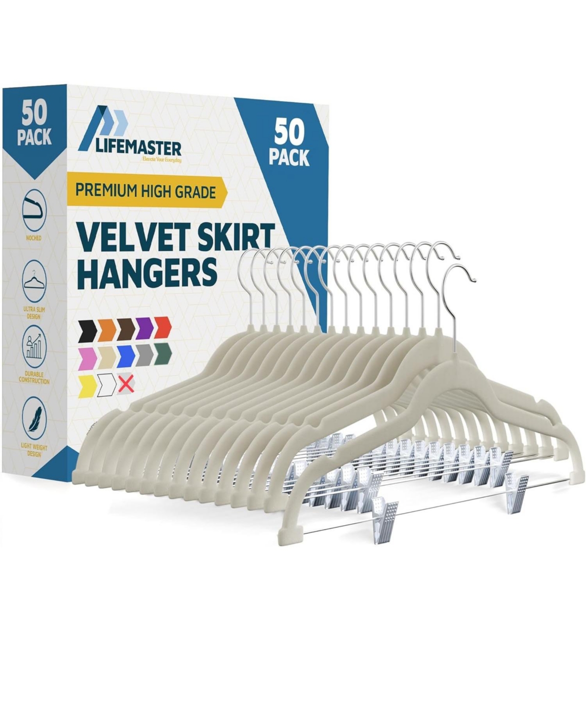 Click here for Lifemaster Velvet Skirt Hangers  Adjustable Clips... prices