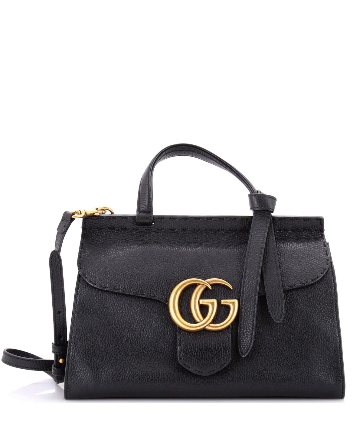 Click here for Pre-Owned Gucci Small Gg Marmont Top Handle Bag Le... prices