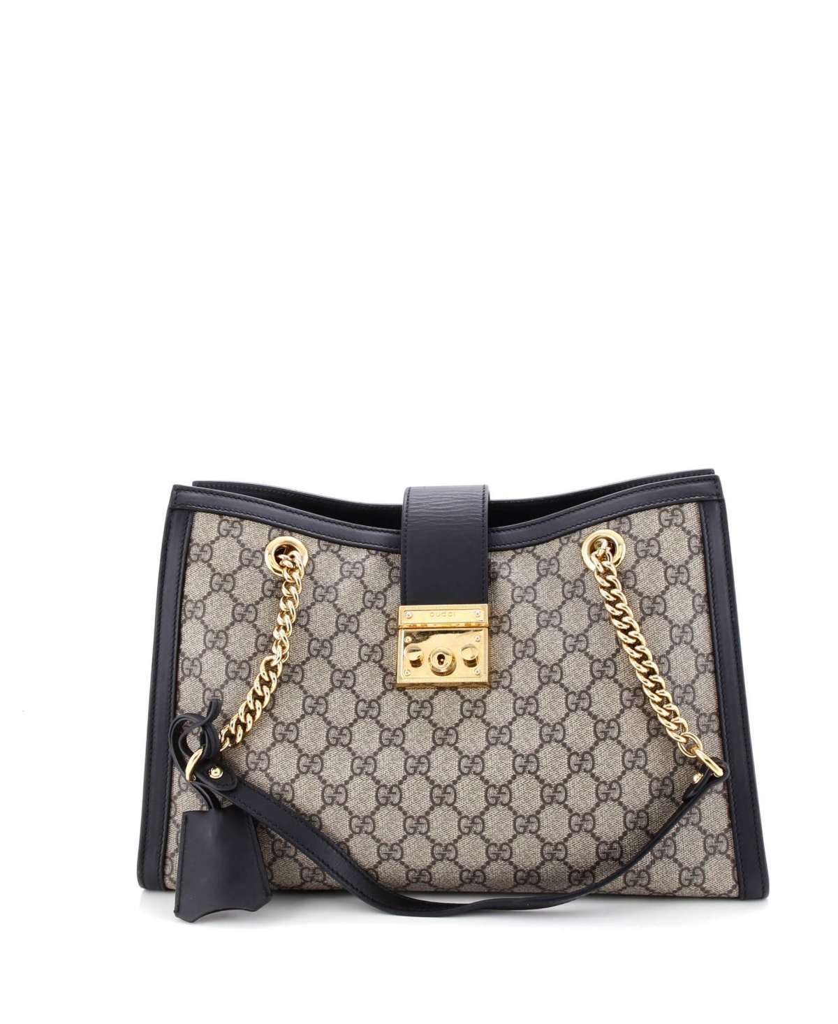 Click here for Pre-Owned Gucci Medium Padlock Chain Tote Gg Coate... prices