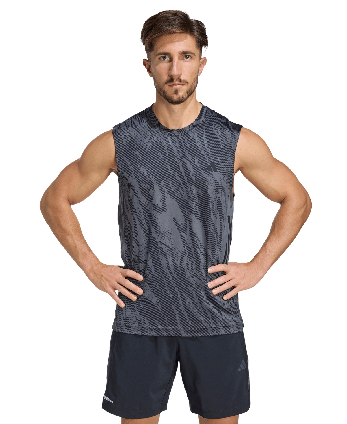 Click here for adidas Mens Tech All-Over Printed Sleeveless - Gra... prices