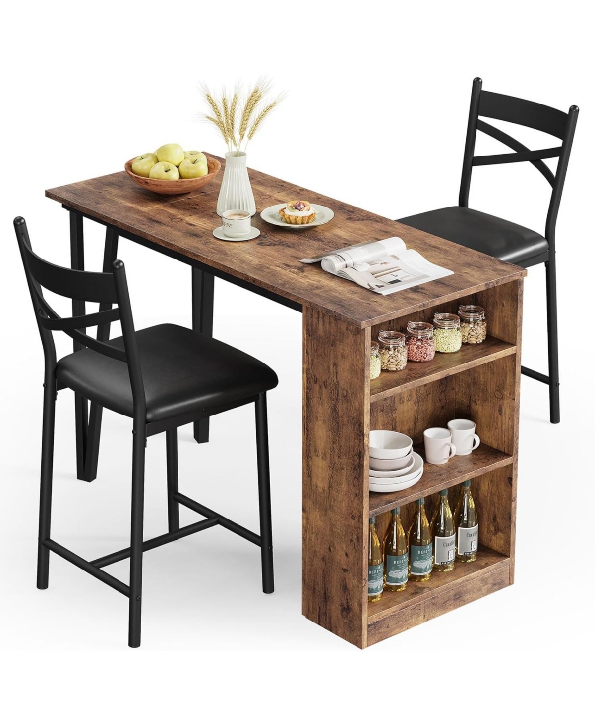 Click here for gaomon Bar Table Set of 2 with 3 Storage Shelves... prices