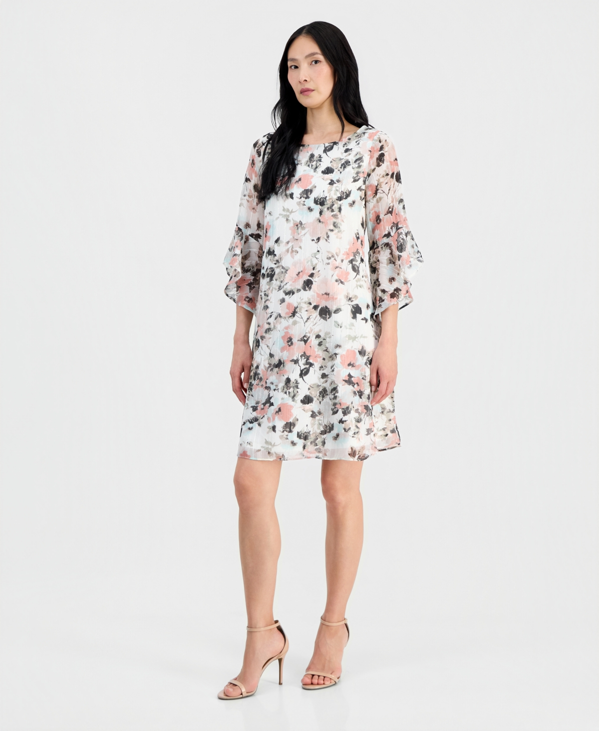 Click here for Kasper Petite Flutter Sleeve Boat Neck Swing Dress... prices