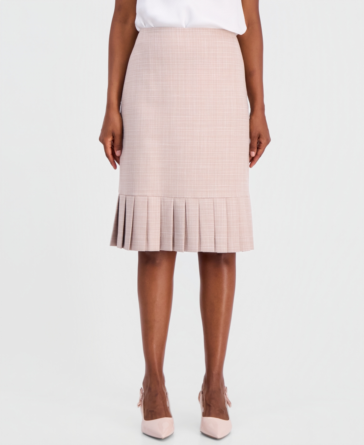 Click here for Kasper Womens Pleated-Hem Pencil Skirt - Tstd Wt/v... prices
