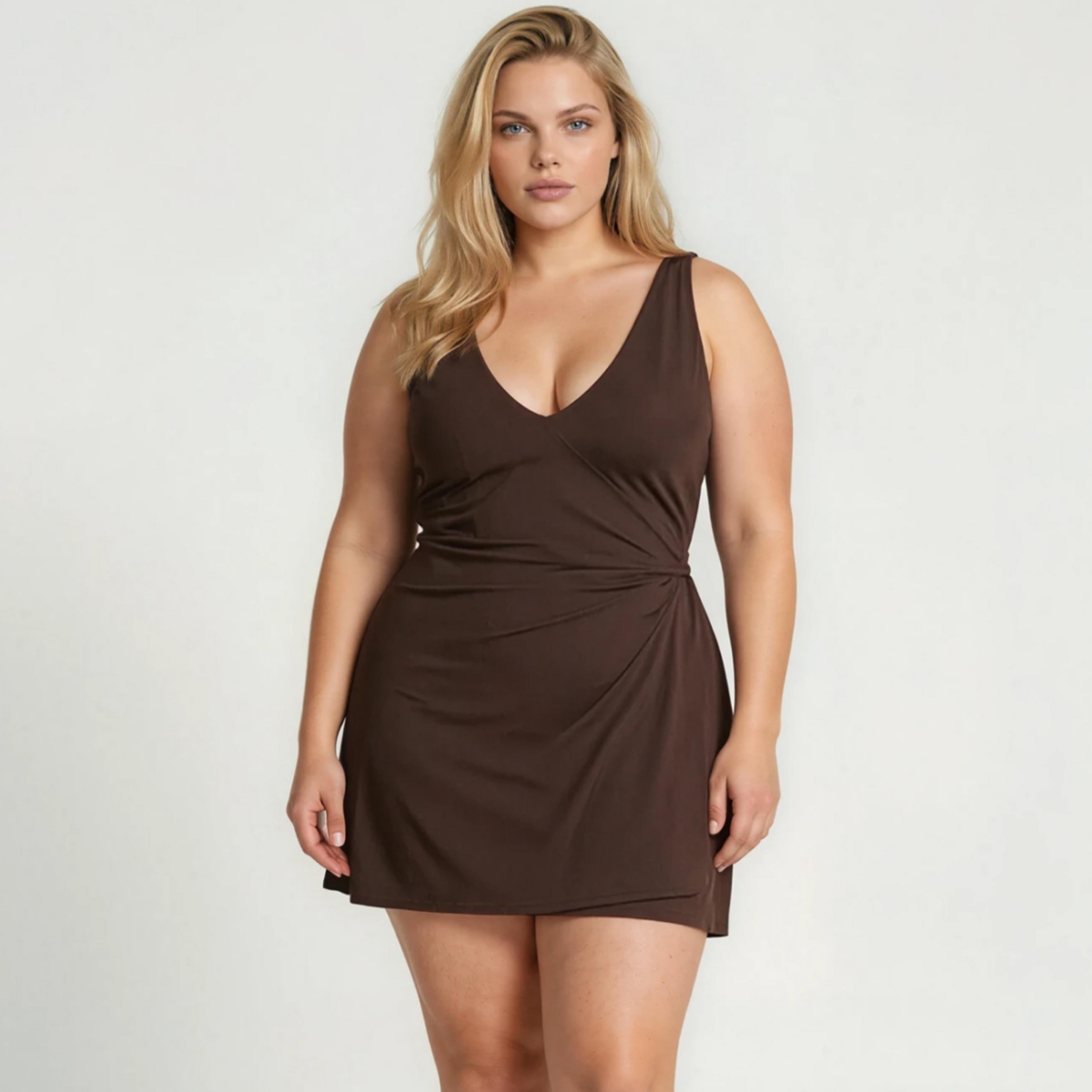 Click here for Calypsa Plus Size Alana Wrap-Style Swim Dress With... prices
