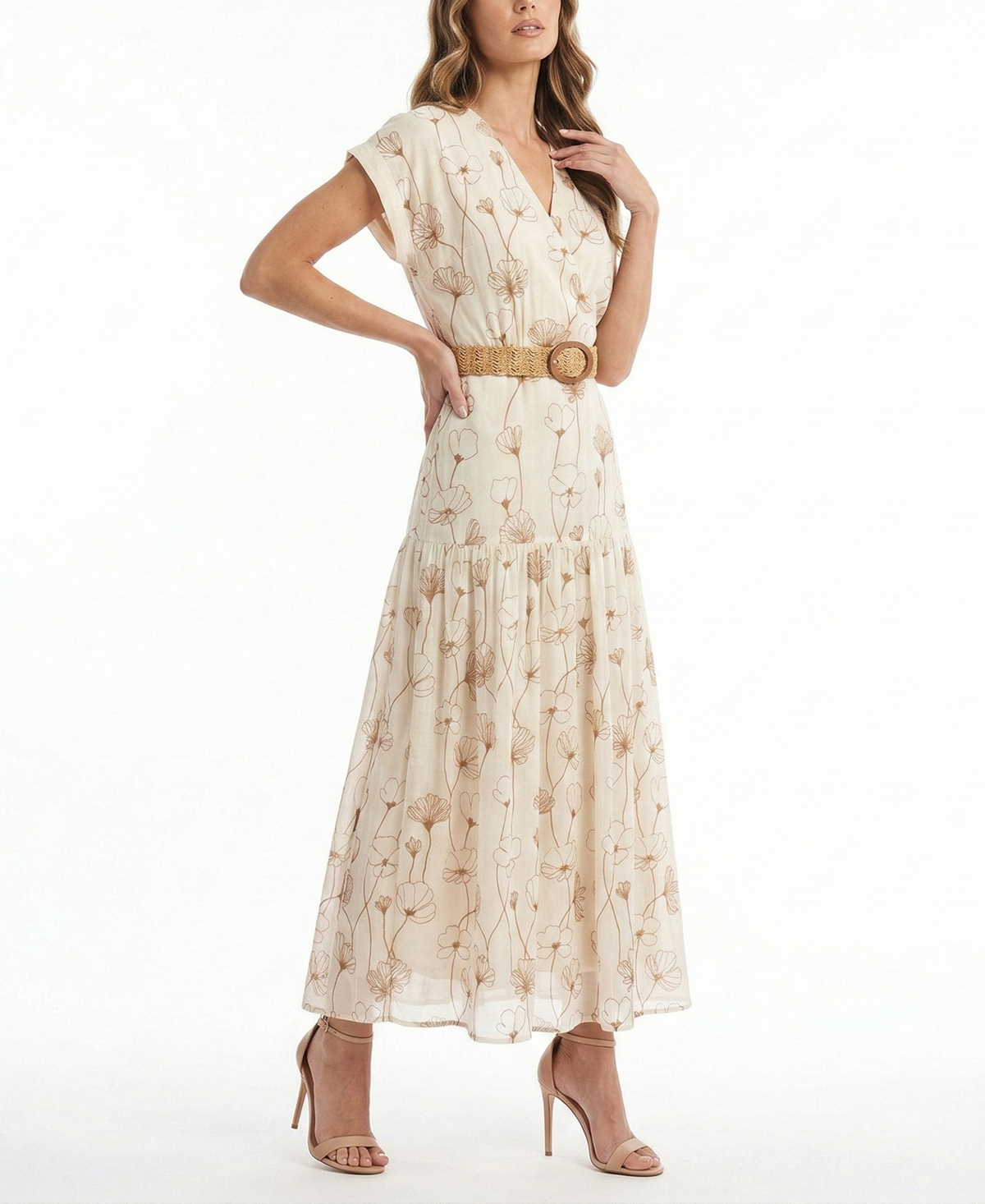 Click here for Taylor Petite V-Neck Belted Maxi Dress - Vanilla W... prices