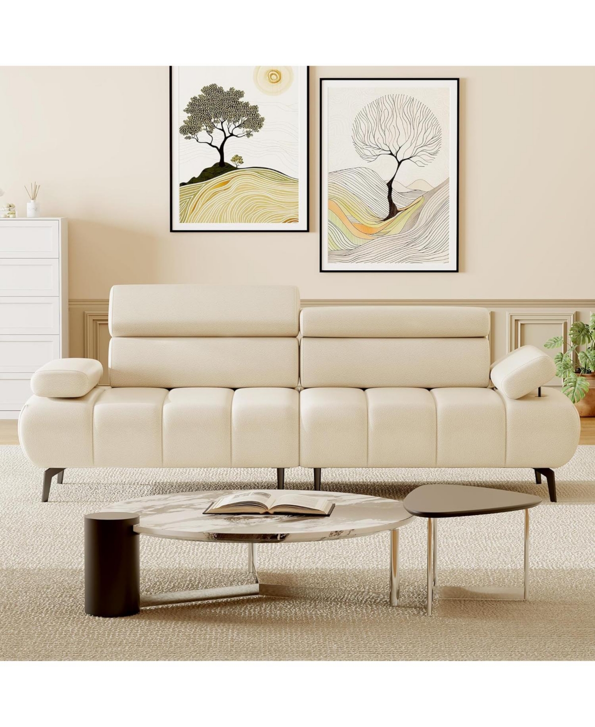 Click here for gaomon 3-Seater Sofa Bed  Faux Leather Futon Couch... prices