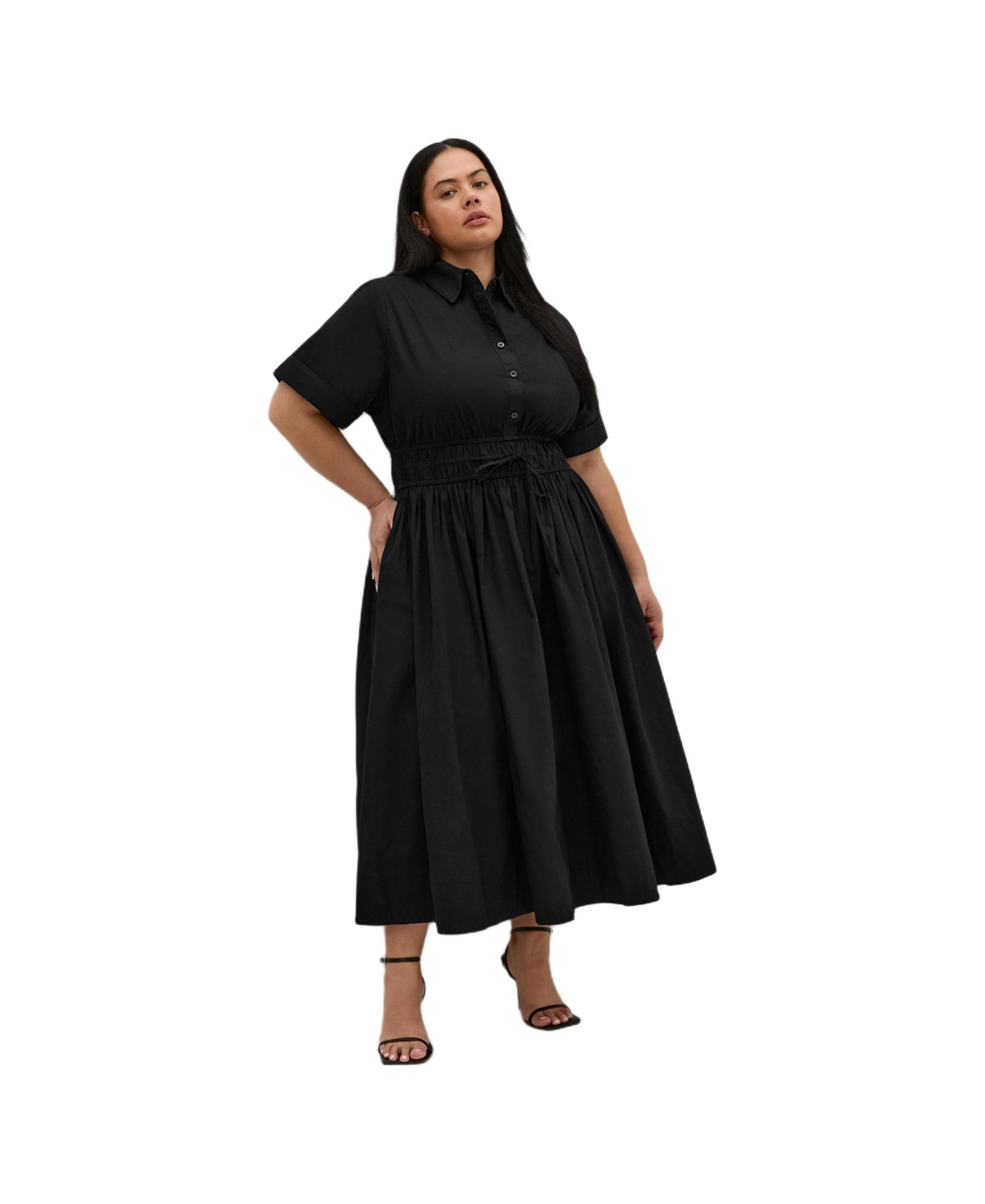 Click here for City Chic Womens Lana Midi Shirt Dress - Black prices