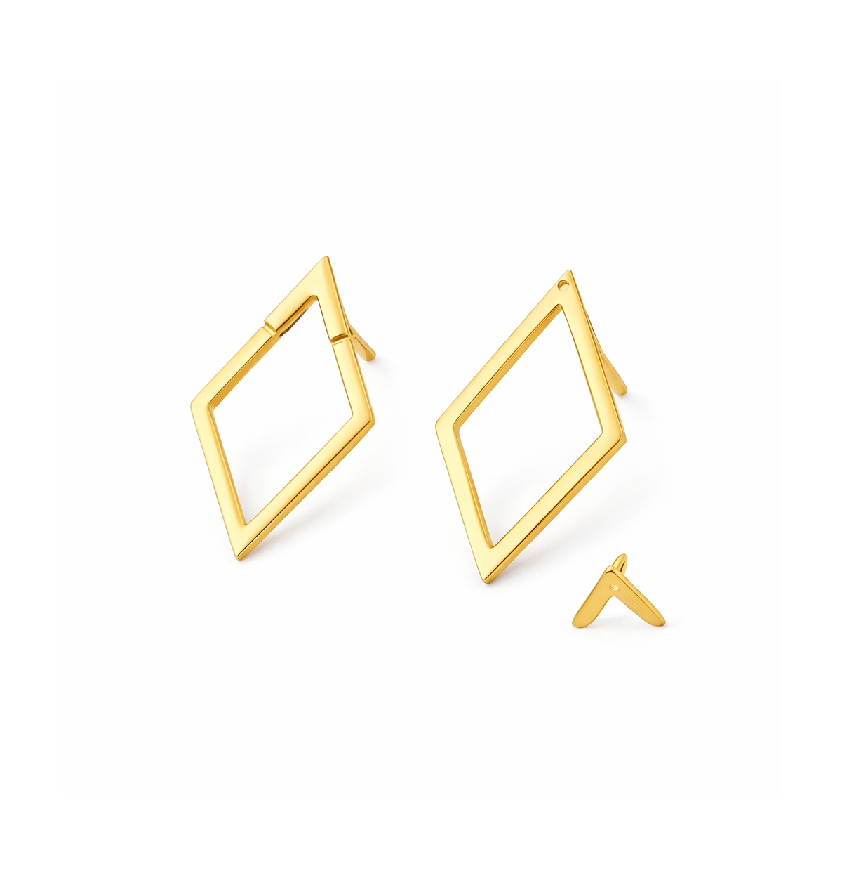 Click here for Rebl Jewelry Open Diamond Chevron Earrings - Gold prices