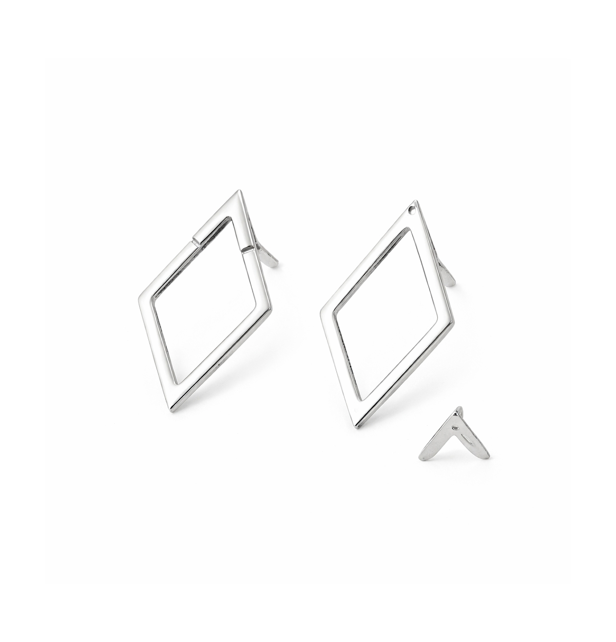 Click here for Rebl Jewelry Open Diamond Chevron Earrings - Silve... prices