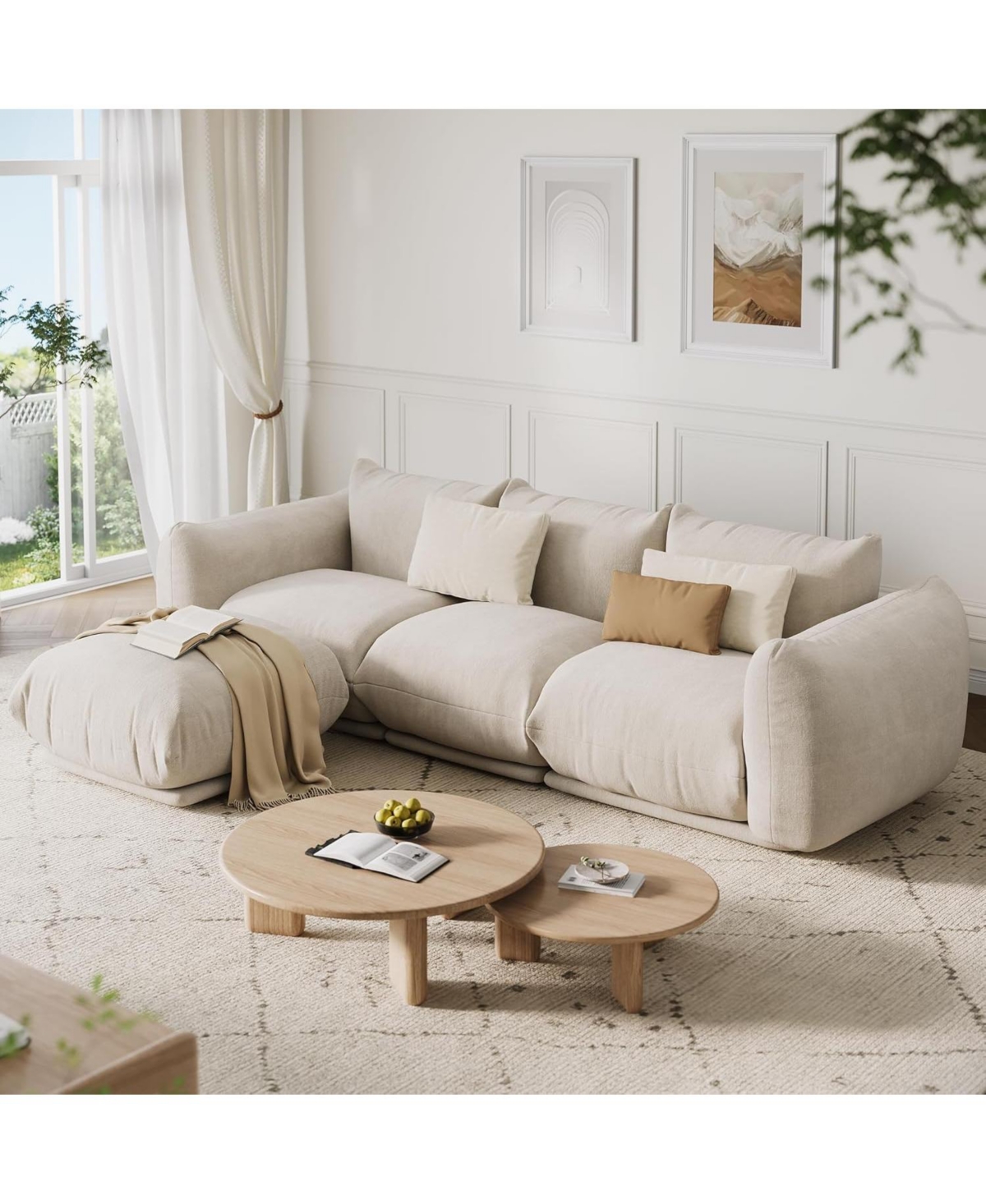 Click here for gaomon 101" L-Shaped Modular Sectional Sofa... prices