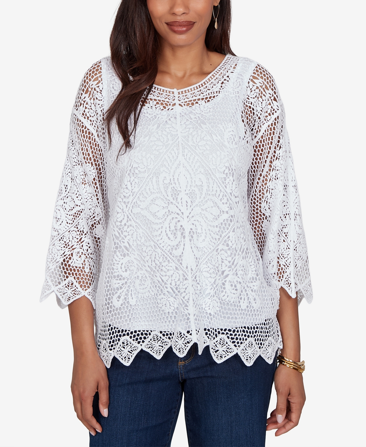 Click here for Ruby Rd. Petite Scalloped Medallion Crochet Lined... prices