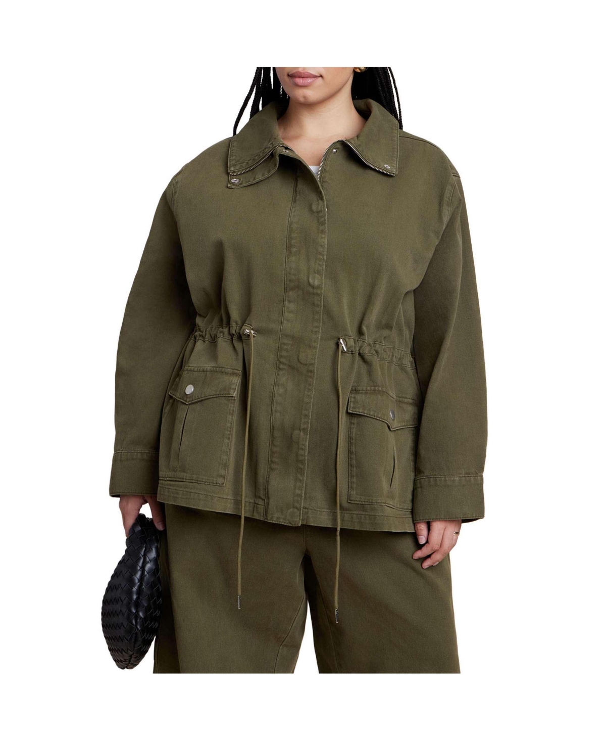 Click here for Eloquii Womens Drawstring Waist Cargo Jacket - Win... prices