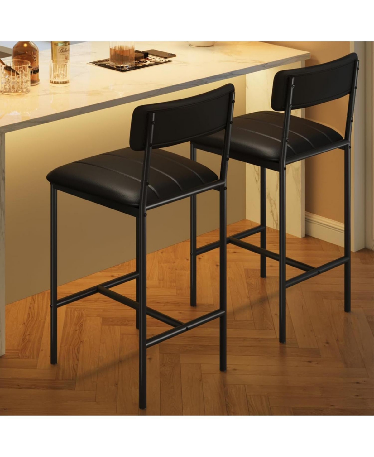 Click here for gaomon Set of 2 Upholstered Bar Stools  25.5"... prices
